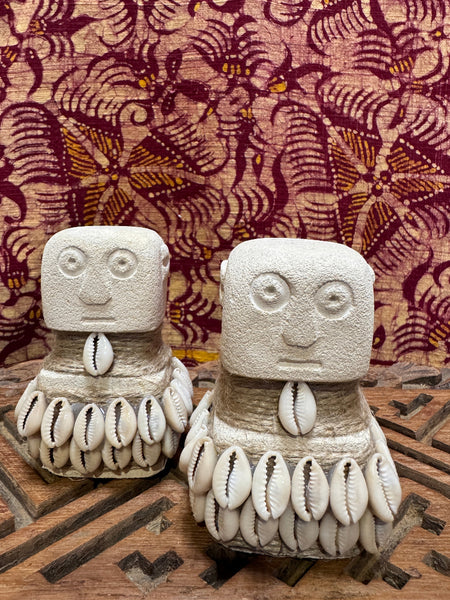 Small Primitive Stone Head with Cowrie Shells
